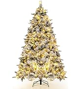 Costway 2.15M Pre-Lit Christmas Tree with Pine Needles, 11 Lighting ...