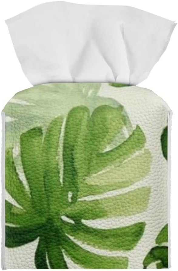 Amazon.com: Poetesant Monstera Facial Tissue Case Cube Tropical Green ...