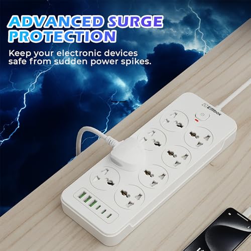 EMBOX Extension Board with USB C and A Ports with Universal Sockets and ...