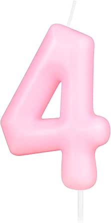 Amazon.com: Hongplus Macaron Pink Number 4 Candle, 4 Birthday Candle ...