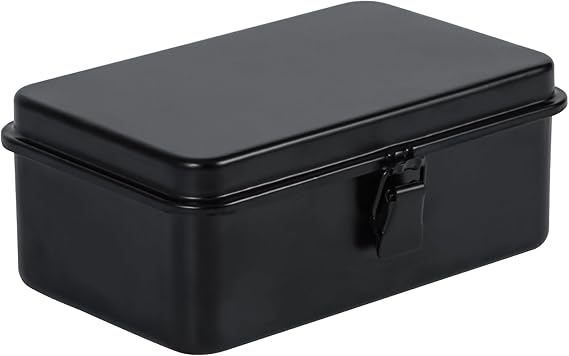 Amazon.com: Gasuuo Black Metal Box with Lid, Metal Storage Box for ...
