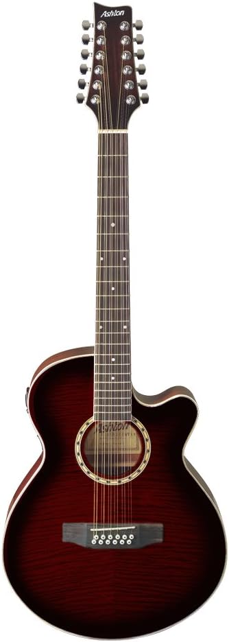 Ashton SL29/12CEQ 12-String Electro-Acoustic Guitar - Red : Amazon.co ...