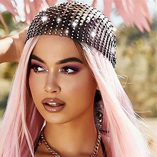 Amazon.com : JEAIRTS Rhinestone Mesh Headband Sparkly Wide Head Scarfs ...