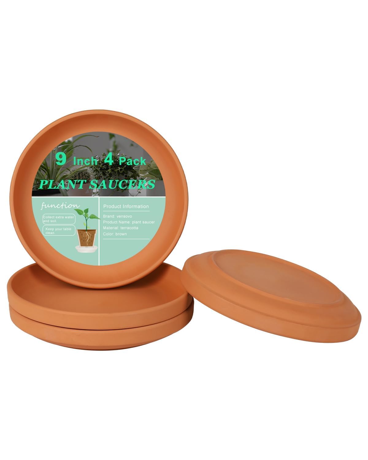 Amazon.com : vensovo 9 Inch Large Terracotta Pot Plant Saucer - 4 Pcs ...