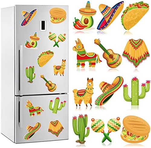 Amazon.com: Tellegloww 25 Pcs Mexican Fiesta Refrigerator Magnets Cinco ...