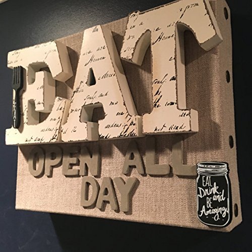 Amazon.com: EAT - OPEN ALL DAY sign. Cottage chic kitchen decor, Gift ...