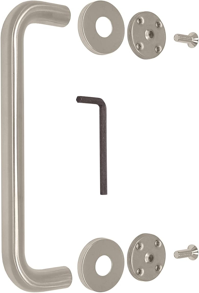 ZEROplus Satin Stainless Steel Pull Handle On Roses, 19mm Diameter x ...