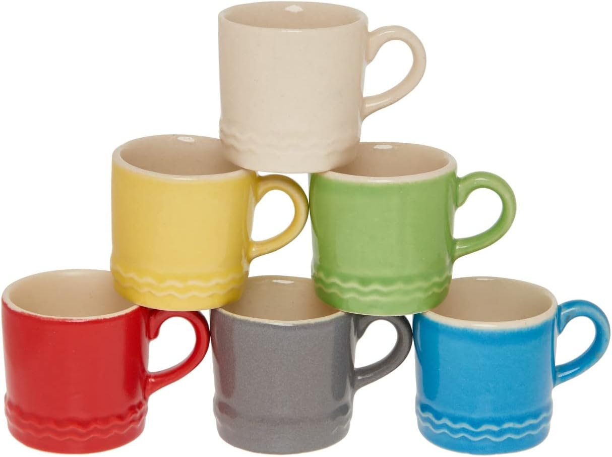Homeway Stoneware Mini Mugs Coloured Espresso 100ml Mugs Multicoloured ...