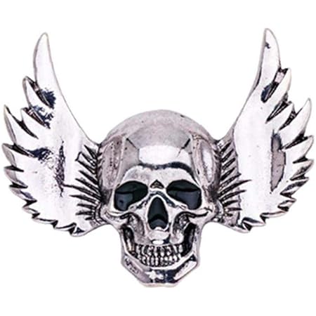 Metal Enamel Pin Badge Biker Grinning Skull in Black Ace of Spades ...