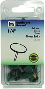 Amazon.com: 40 Pk 1/4 Inch Green Thumb Tacks : Industrial & Scientific