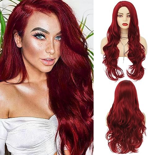 Amazon.com : Amnenl Ombre Red Wig Short Curly Wavy Bob Wigs Synthetic ...