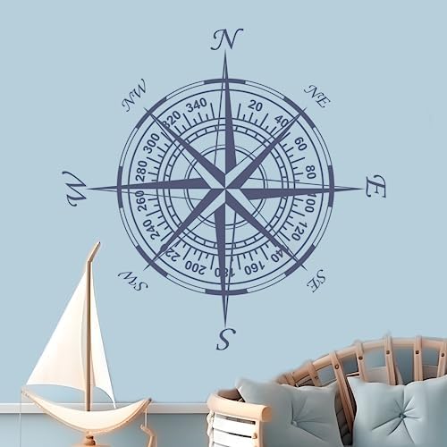 Amazon.com: Vinyl Wall Decal Compass Nautical Travel Tourism Sea Style ...