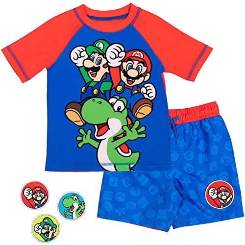 Super Mario Nintendo Luigi Mario Yoshi Big Boys Swim Rash Guard Swim ...