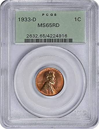 1933 D Lincoln Cent MS65RD PCGS at Amazon's Collectible Coins Store
