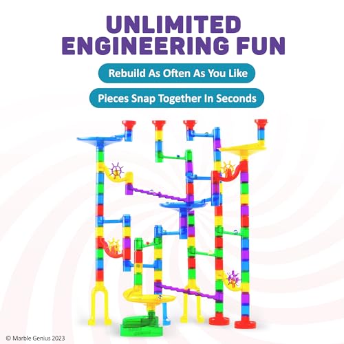 Marble Genius Marble Run - 130 Complete Pieces Maze Track Christmas ...