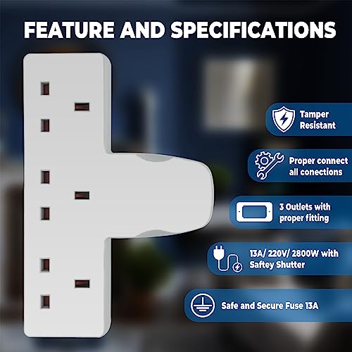 3 Way Plug Extender, Extension Plug 3 Outlet Multi Plug Adapter Surge ...