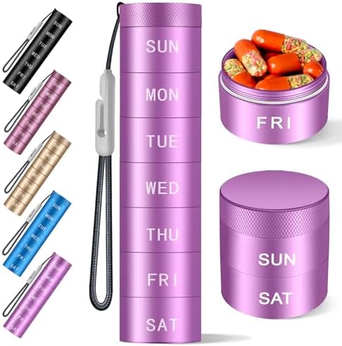Amazon.com: Metal Pill Organizer 7 Day - Waterproof Weekly Travel Pill ...