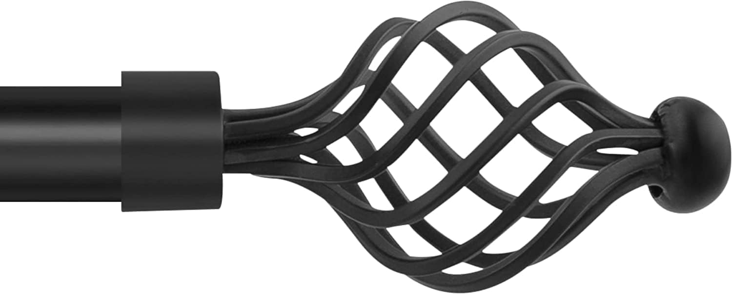 Black Curtain Poles for Eyelet Curtains Window & Door Extendable 91 cm ...