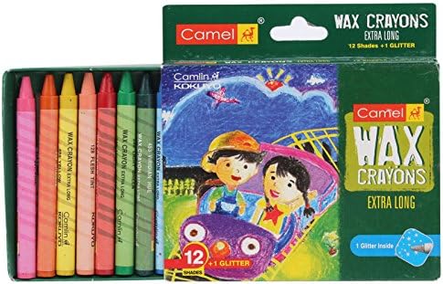 Camlin Kokuyo Wax Crayons + 1 Glitter Crayon Free - 12 Shades : Amazon ...