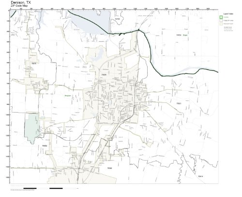 Amazon.com : ZIP Code Wall Map of Denison, TX ZIP Code Map Laminated ...