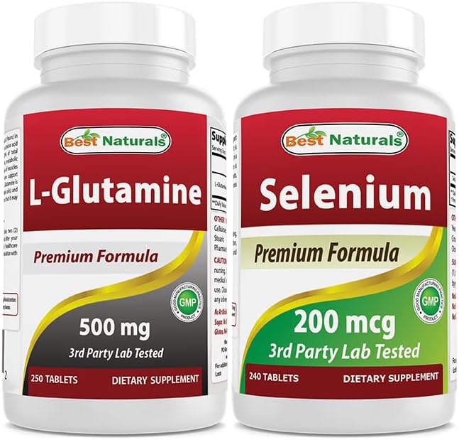 Amazon.com: Best Naturals L-Glutamine 500 mg & Selenium 200 mcg ...