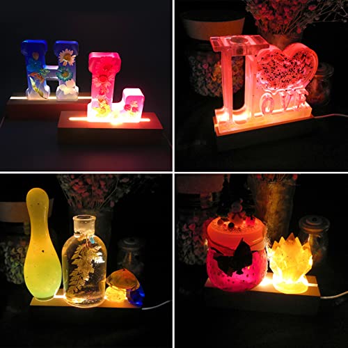 2 bases de exhibición de luces LED de madera de 6 pulgadas, soportes ...