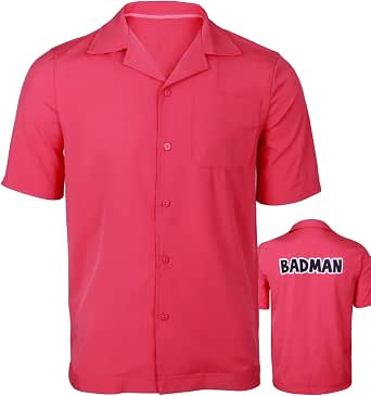 Amazon.com: Mens Badman Shirt Pink Short Sleeve Shirt Halloween Costume ...