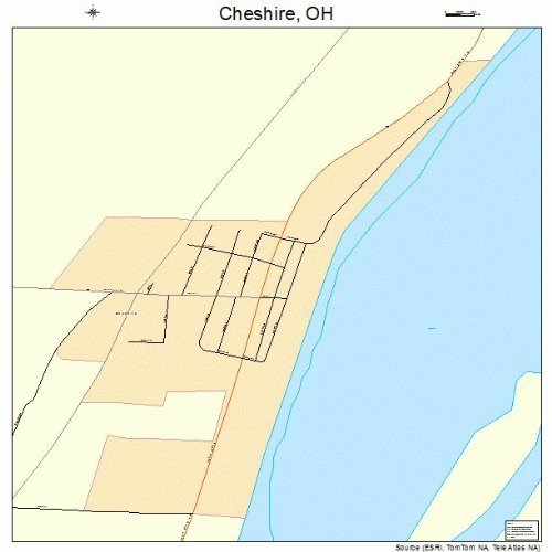 Large Street & Road Map of Cheshire, Ohio OH - Printed poster size wall ...