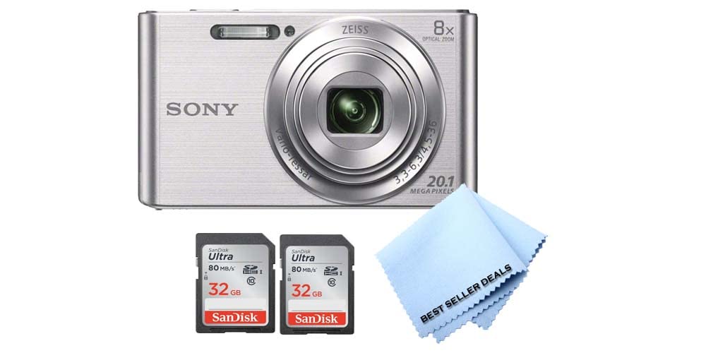 Amazon.com : Sony W800 20 MP Digital Camera (Silver) + 2X 32GB Memory ...