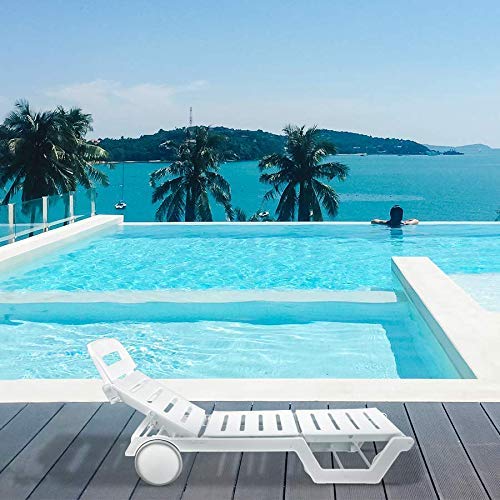ITALICA Plastic Sunlounger with Wheels/Modern Pool Side Lounge Chair ...