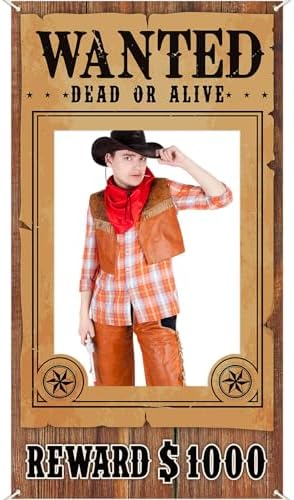 Amazon.com: West Wanted Photo Booth Prop Selfie Frames Western Cowboy ...