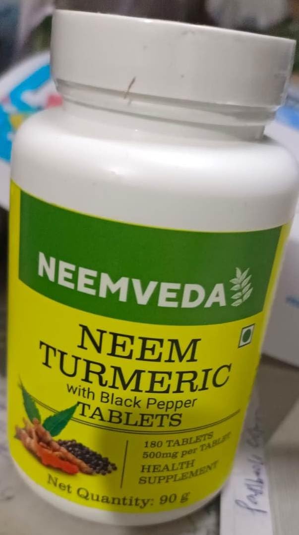 Neemveda Neem Turmeric with Black Pepper 180 Tablets, Made with Pure ...