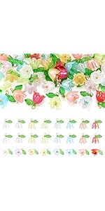 Amazon.com: Cheriswelry 28Pcs Rose Flower Charms Crystal Glass Floral ...