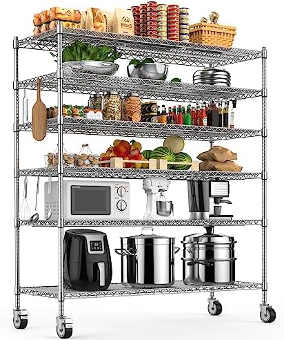 Amazon.com: Leteuke Wire Shelving Unit with Wheels, NSF Certified 6 ...
