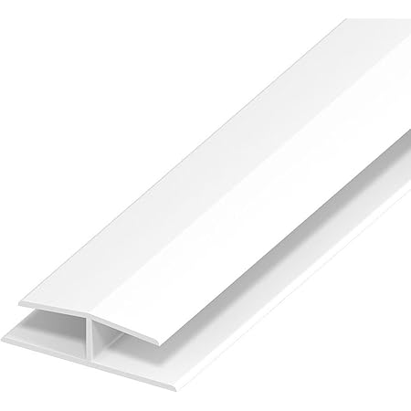 White 5m x 40mm Panel Joint Plastic PVC-u H-Section Joining Profile for ...