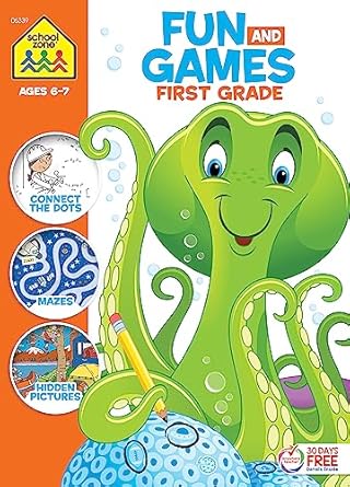 School Zone Fun and Games First Grade Activity Workbook: 320 Pages, 1st ...