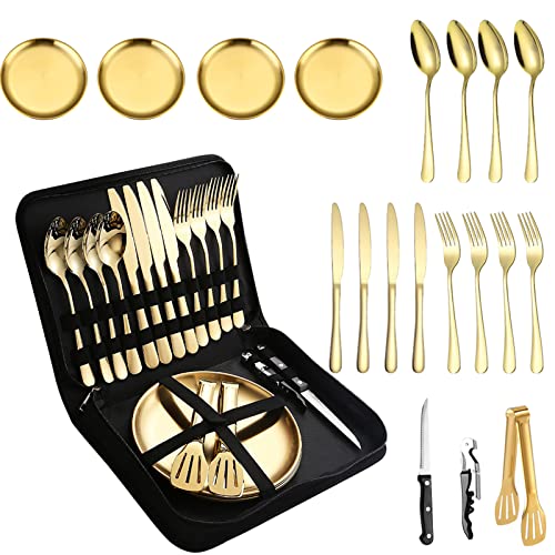 A · HOUSEWARE 20 Piece Flatware Set for 4,Outdoor Picnic Tableware ...