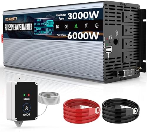 Renogy 2000w Pure Sine Wave Inverter Charger 12V DC to 120V AC Surge ...