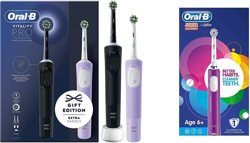 Oral-B Vitality PRO Black & Lilac (Duo Pack) and Kids Electric ...