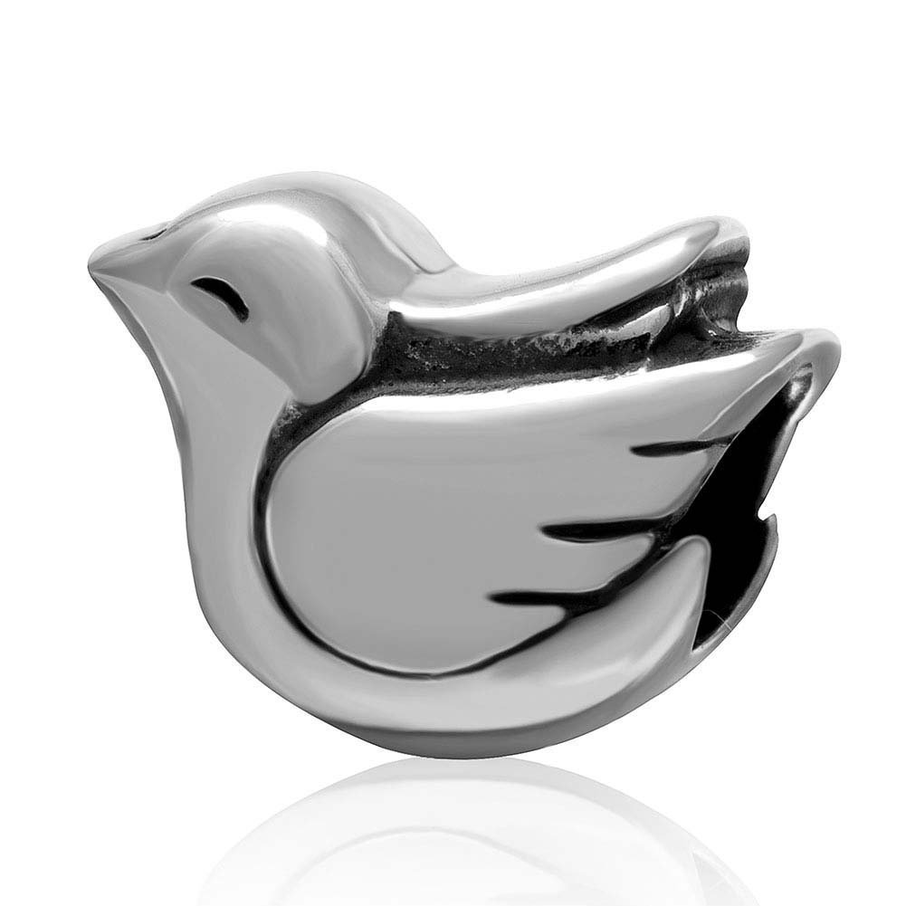 Amazon.com: Bird Charm 925 Sterling Silver Animal Charm Pet Charm for ...