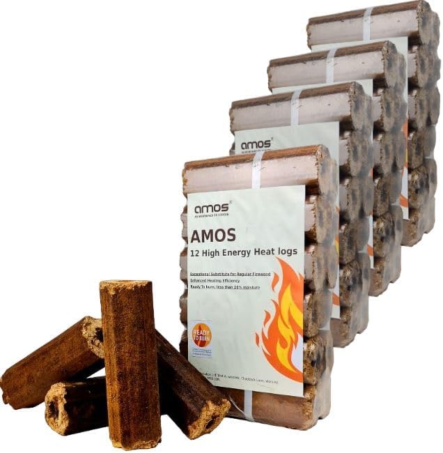 Amazon.com : AMOS Ultra Dry High Energy Heat Logs Eco Friendly Low ...
