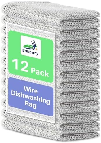 Amazon.com: Eakenzy 12 Pack Multipurpose Wire Dishwashing Rag for Wet ...