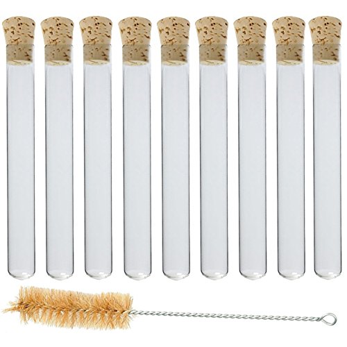 25x200mm Glass Test Tubes with Cork Stoppers and 35mm Cleaning Brush, 3 ...