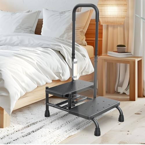 Amazon.com: 2 Step Stool with Handle for Elderly - Non-Slip Bedside ...