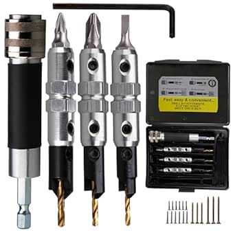WOWSUPM 29 Pcs Quick Change Countersink Drill Bit Set Flip-Over Driver ...