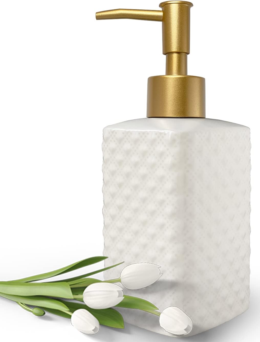Amazon.com: Gold Soap Dispenser for Bathroom,White Square Lotion ...