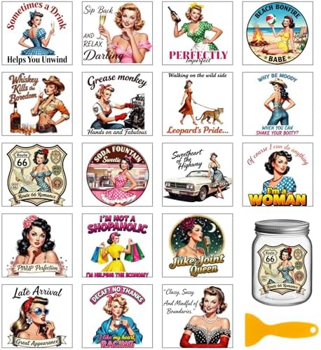 Amazon.com: GLOBLELAND 18 Sheets Retro Lady Rub on Transfers Sarcastic ...
