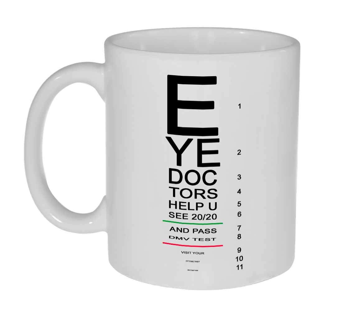 Amazon.com: Eye Chart Funny Opthamologist Gift Coffee or Tea Mug -11 ...