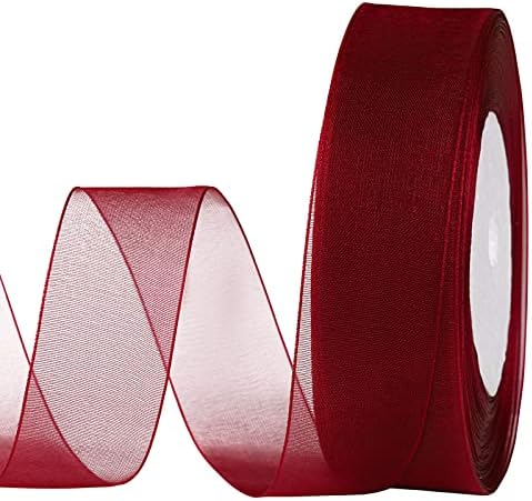 Amazon.com: Autupy Wine Red Organza Sheer Ribbon 1-1/2 x 50 Yards ...