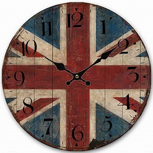 Amazon.com: Telisha Wooden Wall Clock UK British Flag Union Jack Clock ...